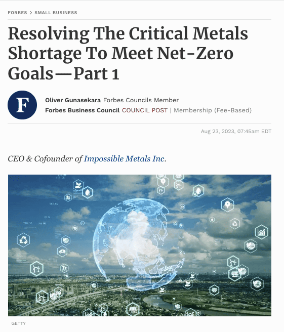 Resolving The Critical Metals Shortage To Meet Net-Zero Goals—Part 1 ...