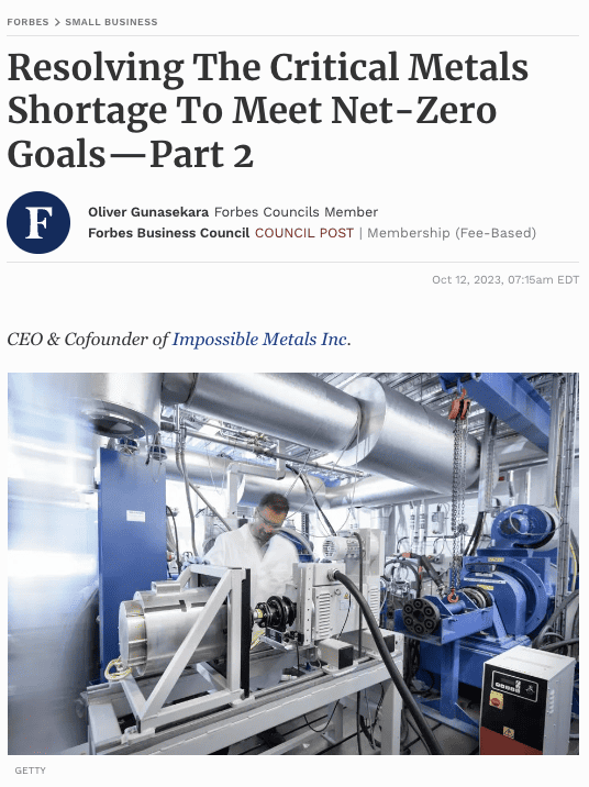 Resolving The Critical Metals Shortage To Meet Net-Zero Goals—Part 2 ...
